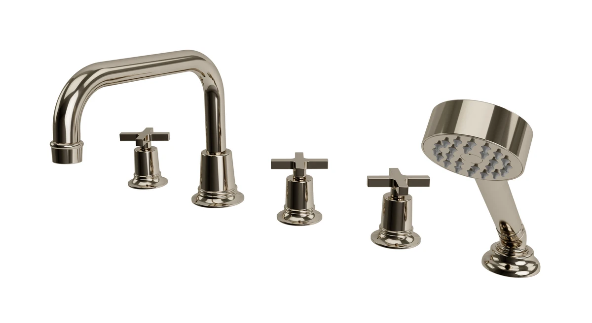 Emerson Three Handle Deck Mount Squaretop Bath Trim… | Fireclay Tile