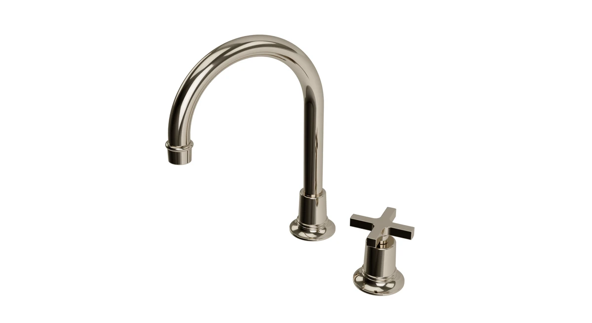 Emerson One Handle Deck Mount Gooseneck Lavatory… | Fireclay Tile