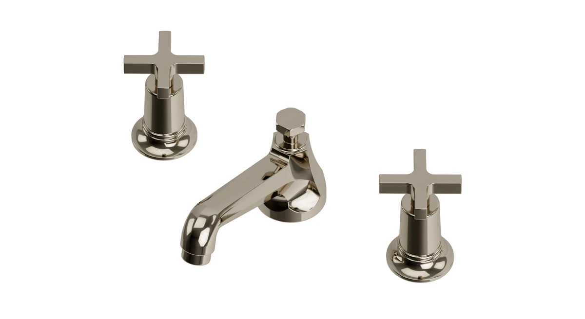 Emerson Two Handle Deck Mount Low Hexagon Lavatory… | Fireclay Tile