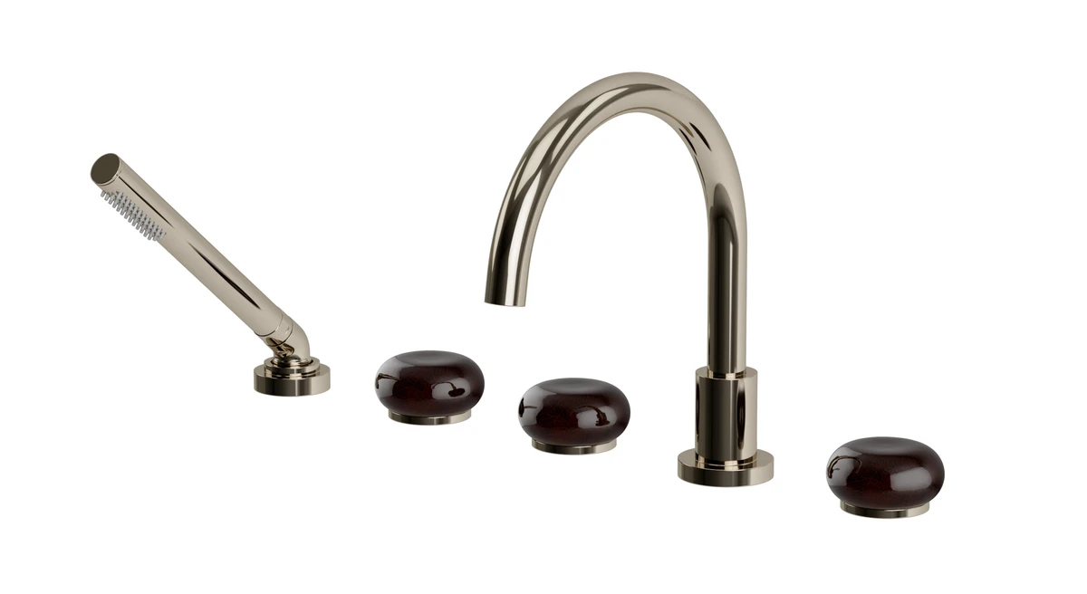 Foundry Three Handle Deck Mount Gooseneck Bath Trim… | Fireclay Tile